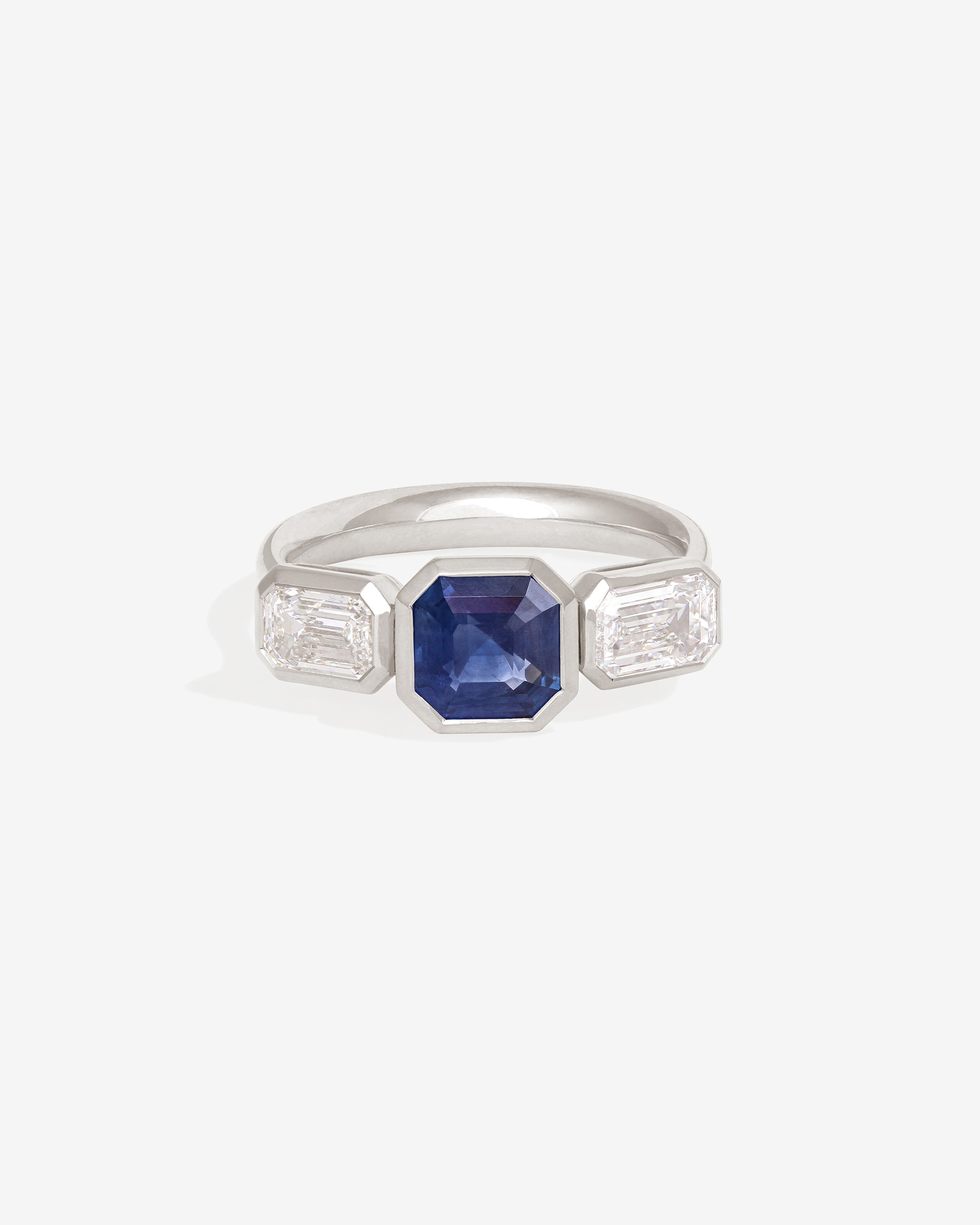 Paloma Trilogy Ring Diamond and Ceylon Sapphire Solid Gold
