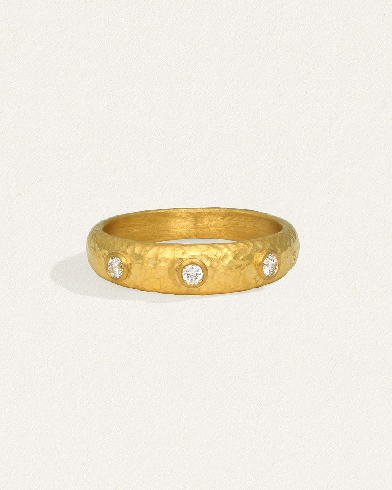 Vesper Hammered Ring Diamond Solid Gold – Temple of the Sun Jewellery