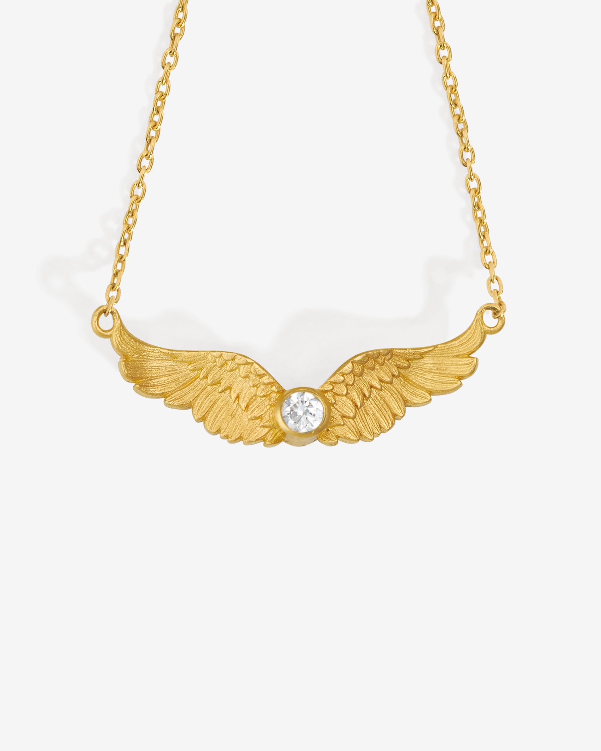 Winged Necklace Diamond Solid Gold