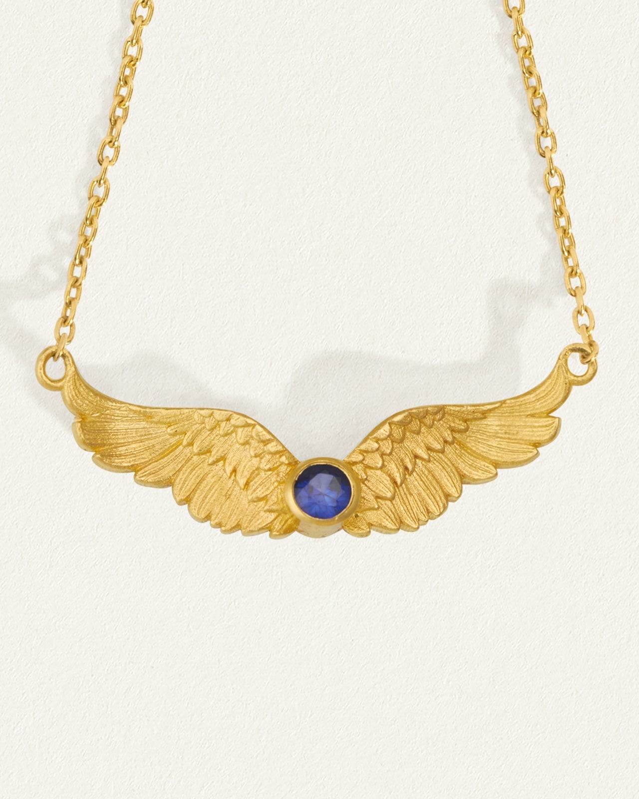 Winged Necklace Sapphire Solid Gold – Temple of the Sun Jewellery