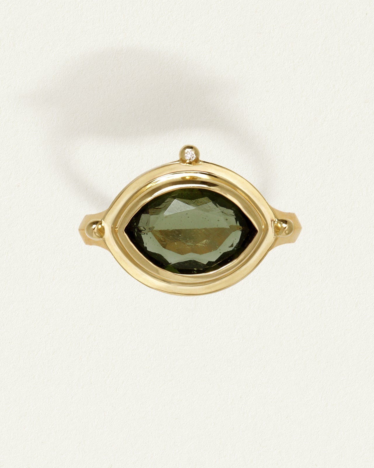Celestial Ring Moldavite Diamond Solid Gold – Temple of the Sun Jewellery